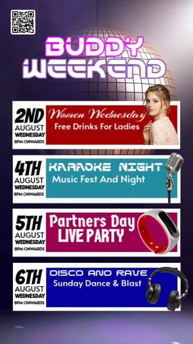Buddy Weekend Party Schedule Template | PosterMyWall