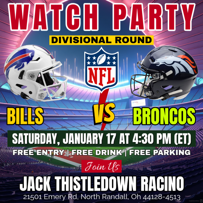 Buffalo Bills Vs Denver Broncos NFL 2026 Watch Party Instagram Post ...