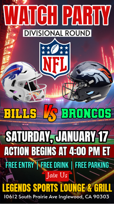 Buffalo Bills Vs Denver Broncos NFL 2026 Watch Party Instagram Story ...