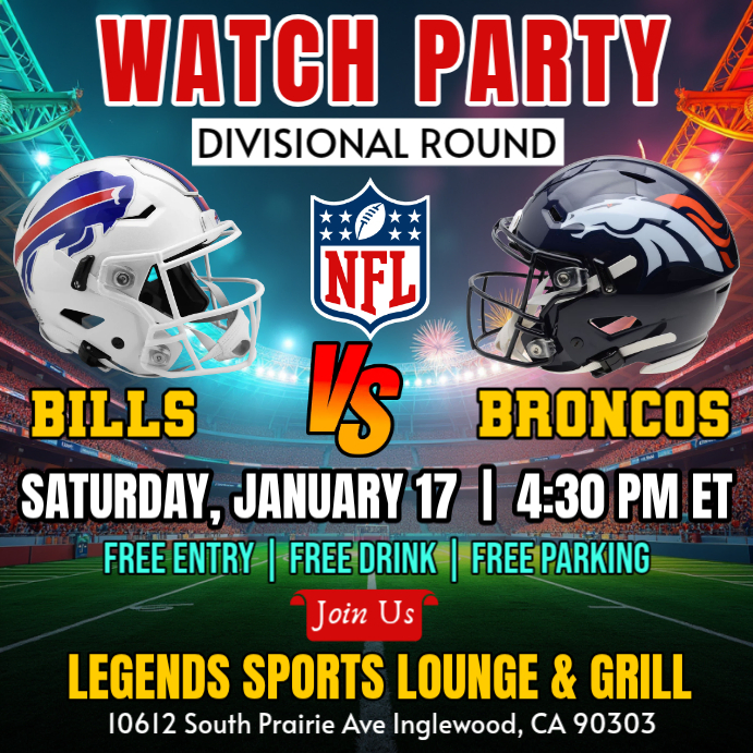 Buffalo Bills Vs Denver Broncos NFL 2026 Watch Party Instagram Post ...