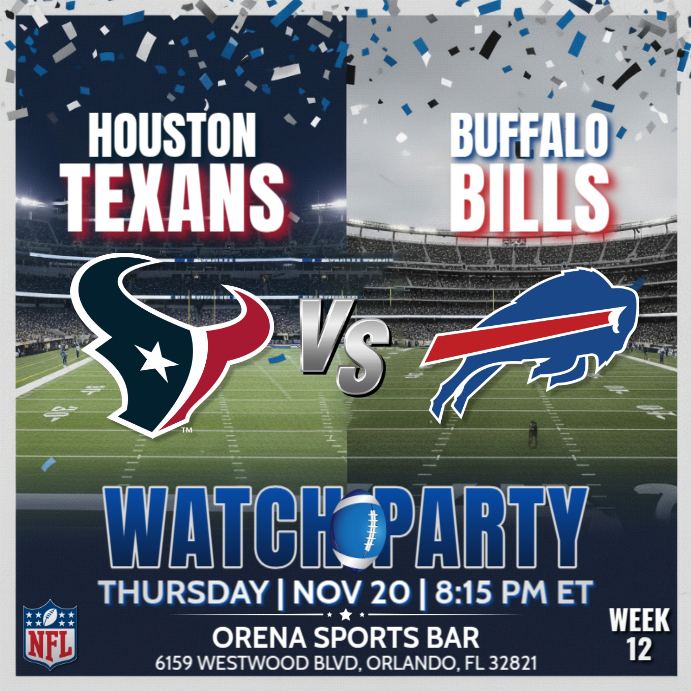 Buffalo Bills vs Houston Texans: NFL Week 12 Watch Party Instagram Post ...
