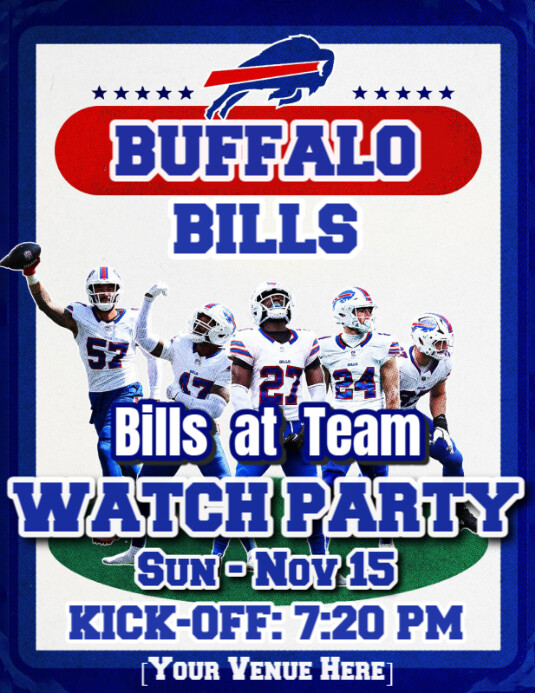 Buffalo Bills Watch Party Template Modelo | PosterMyWall