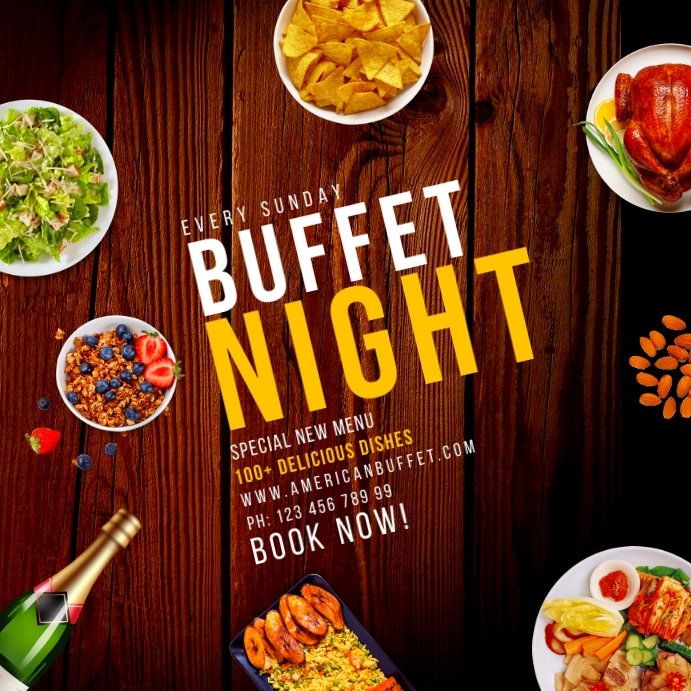 buffet night instagram post template | PosterMyWall