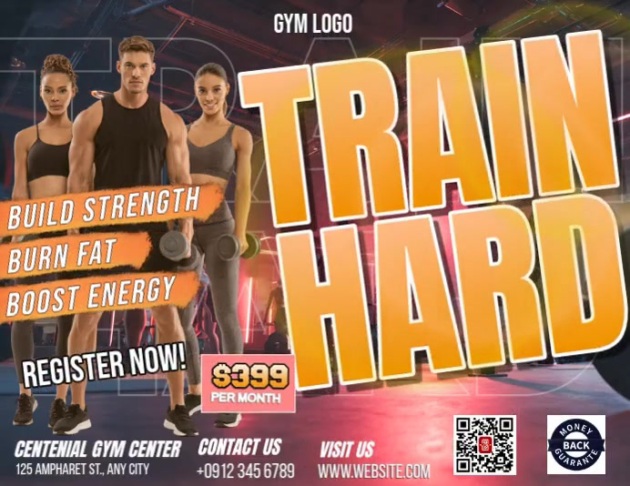 Build Strength. Burn Fat Faster Template | PosterMyWall