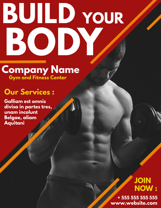 Copy of Build your body gym flyer template design | PosterMyWall