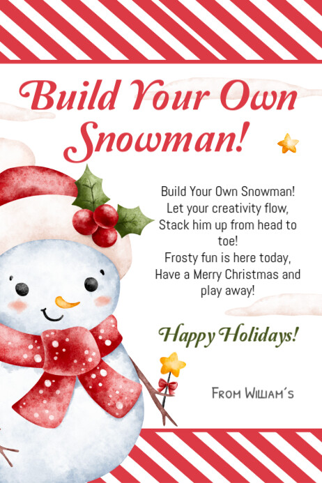Build Your Own Snowman Christmas Tag Template | PosterMyWall