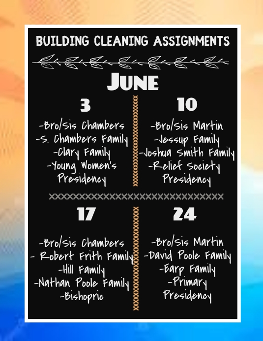 Building Cleaning Assignments Template | PosterMyWall