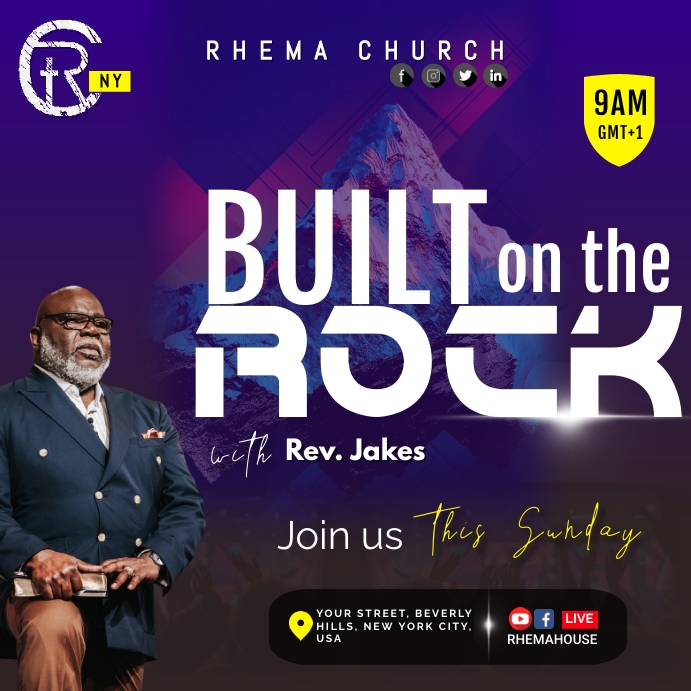 Built on the Rock Template | PosterMyWall
