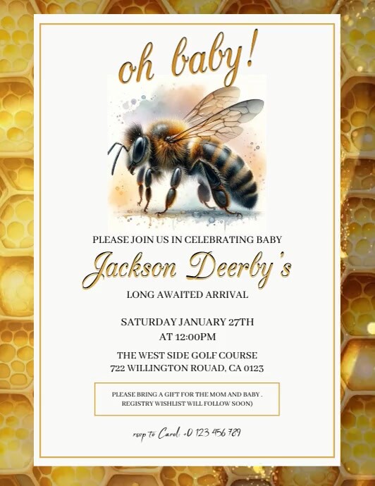 Bumble Bee Invitation Template 1st Bee Day Party Customizable