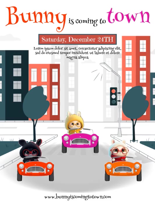 Bunny is coming to town, Easter flyer Template | PosterMyWall