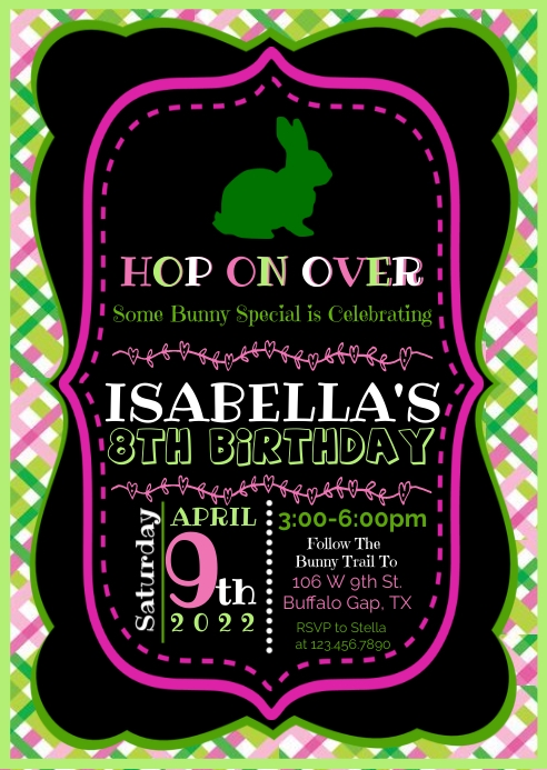Bunny Themed Birthday Invitation Template | PosterMyWall