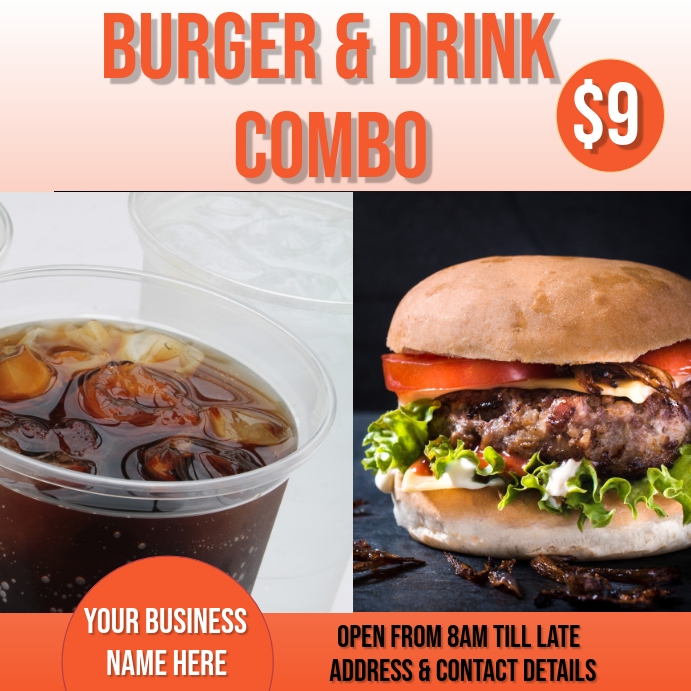 burger & drink combo Template | PosterMyWall