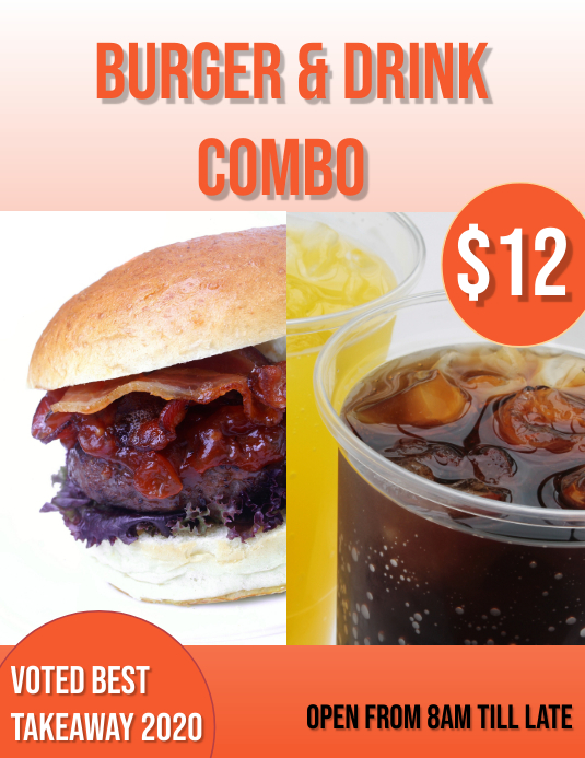 burger & drink combo Template | PosterMyWall