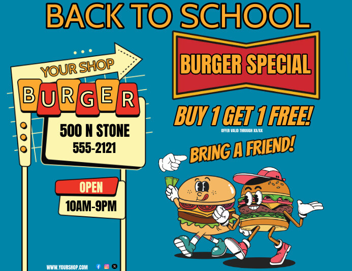 burger 2 for 1 special flyer Template | PosterMyWall