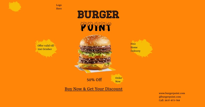 Burger ad facebook post (2) Template | PosterMyWall