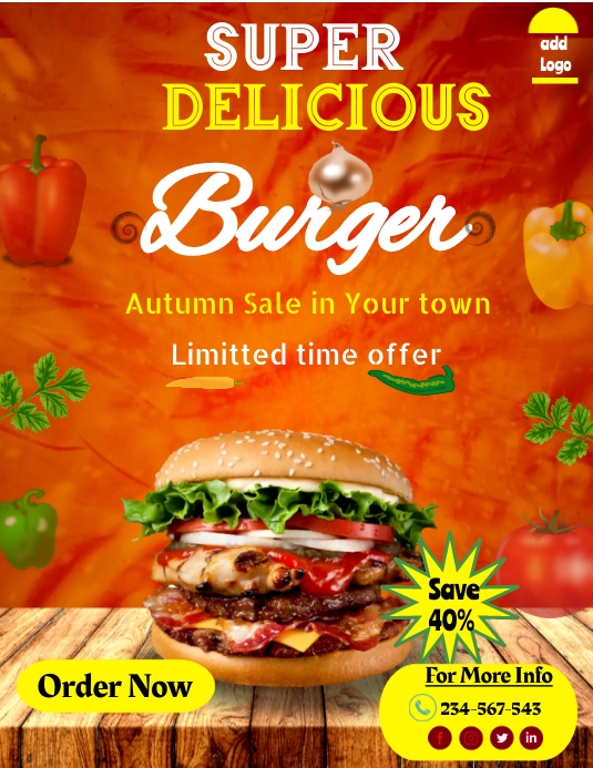 Copy of Burger ad flyer, burger deal ad flyer (1) | PosterMyWall