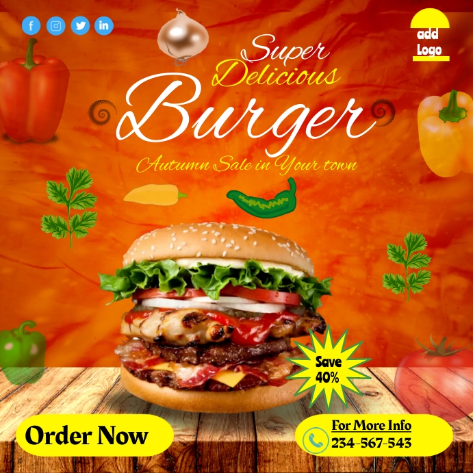 Burger ad instagram post Template | PosterMyWall