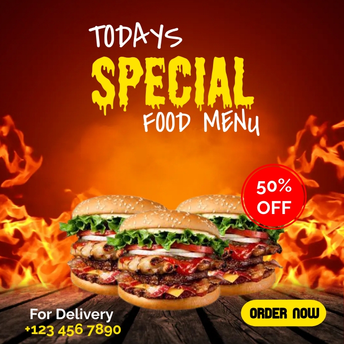 Burger ad Instagram post template. | PosterMyWall