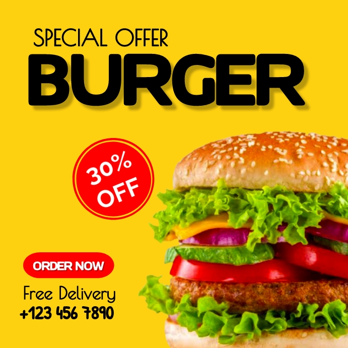 Burger ad Instagram post template. | PosterMyWall