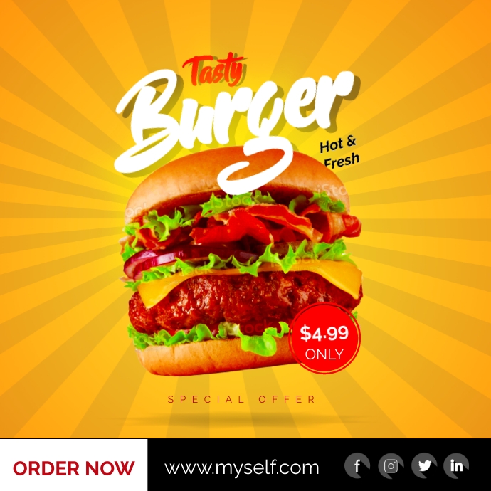 Burger ad logo template. | PosterMyWall