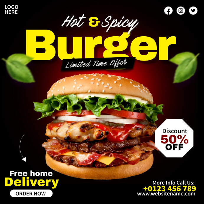 Burger Ads Template | PosterMyWall