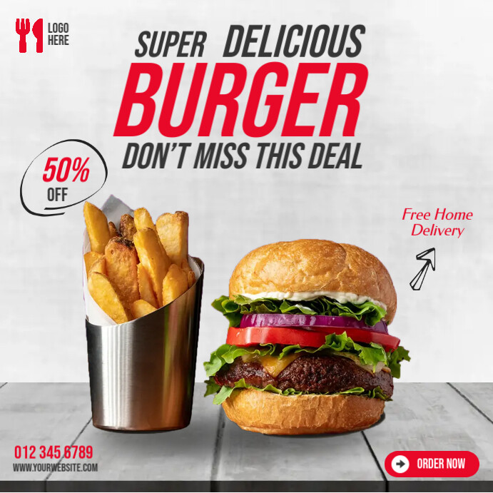 Burger And Fries Ads Template | PosterMyWall