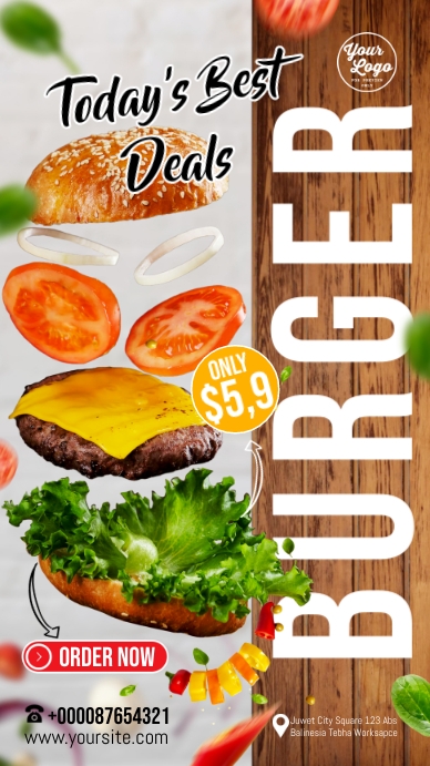 Burger Best Deals Promotion For Story Template | PosterMyWall