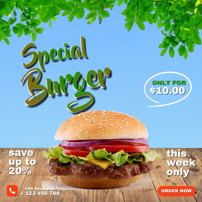 Plantilla de Burger Best Deals Template | PosterMyWall