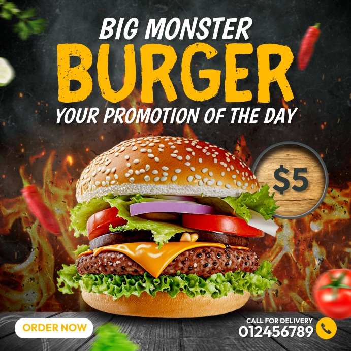 Burger Big Monster Sale Template | PosterMyWall