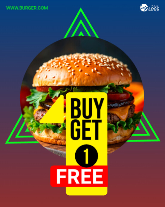 Burger Buy 1 Get 1 Offer Flyer Template | PosterMyWall