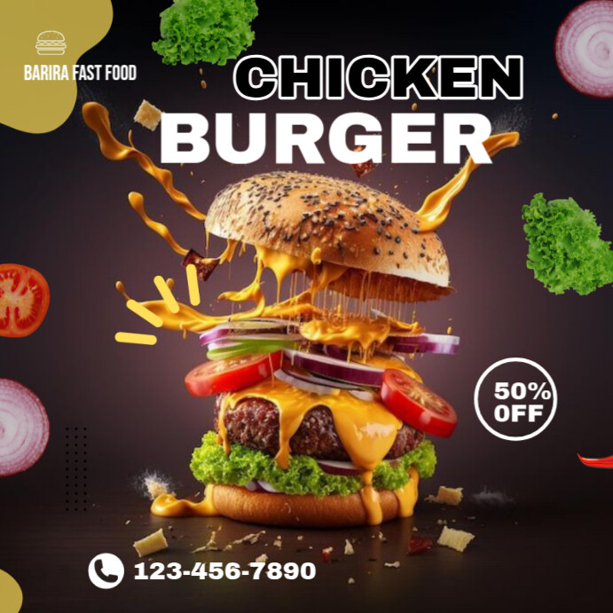 burger cheeseburger fast food Template | PosterMyWall