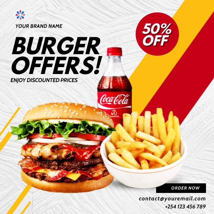 burger chips food menu restaurant sale flyer Template | PosterMyWall
