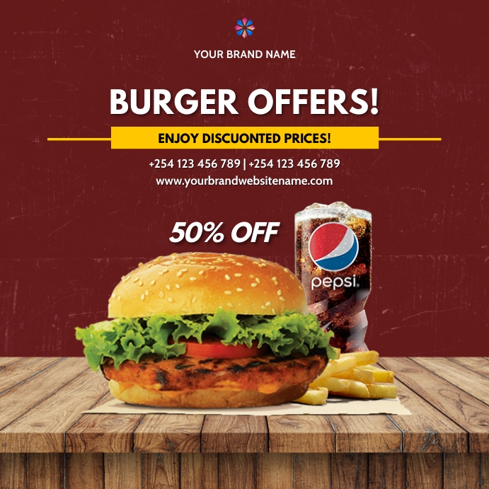 burger chips food menu restaurant sale flyer Template | PosterMyWall