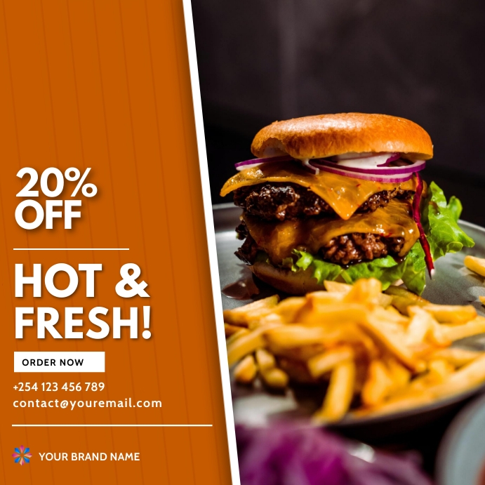 burger chips food menu restaurant sale flyer Template | PosterMyWall