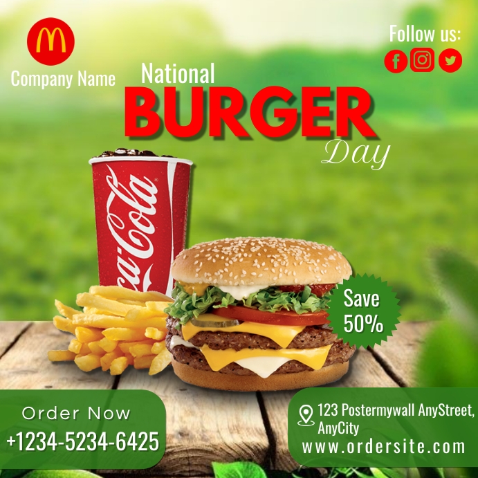 Burger Day Instagram post template flyer | PosterMyWall