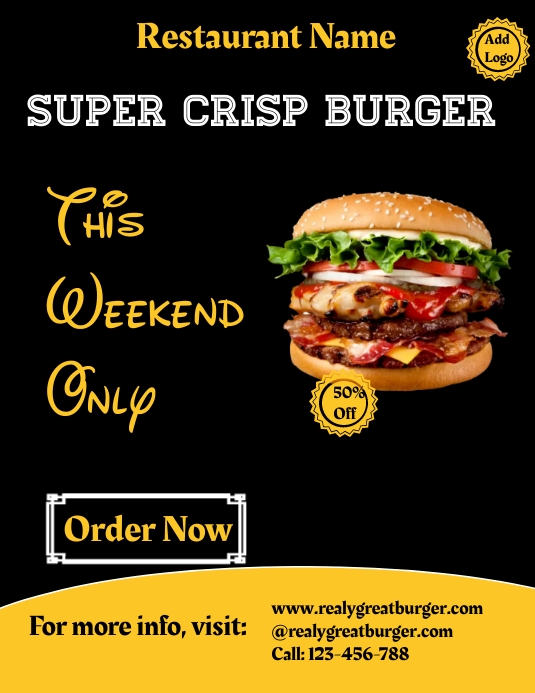 Burger deal ad flyer, burger sale ad (1) Template | PosterMyWall