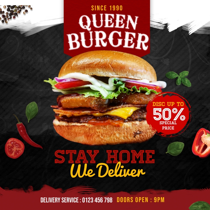 Burger Delivery Promotion Template | PosterMyWall