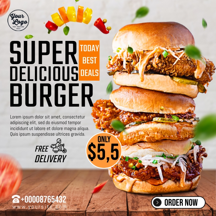 Burger Delivery Promotion Template | PosterMyWall