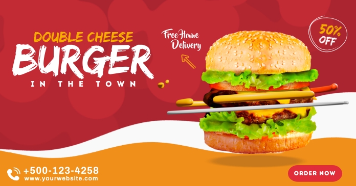 Burger Facebook Shared Post Template | PosterMyWall