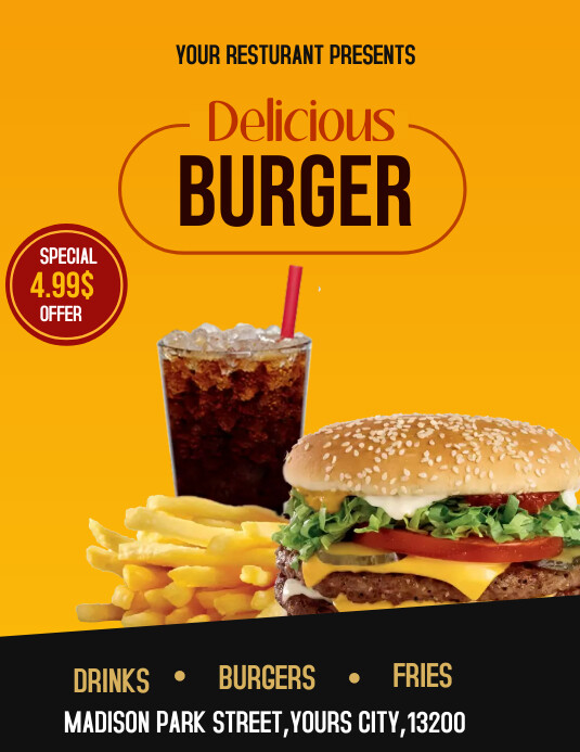 burger flyer template | PosterMyWall