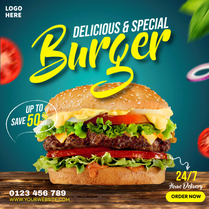 Burger Food Ads Template | PosterMyWall