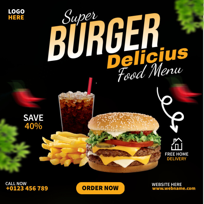 Burger Food Ads Template | PosterMyWall