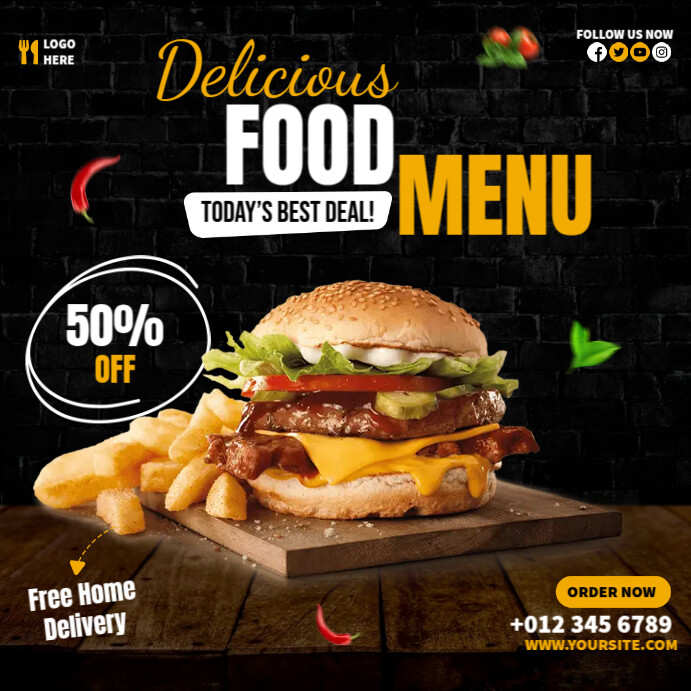 Burger Food Ads Template | PosterMyWall