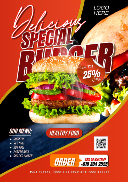 BURGER FOOD MENU Template | PosterMyWall