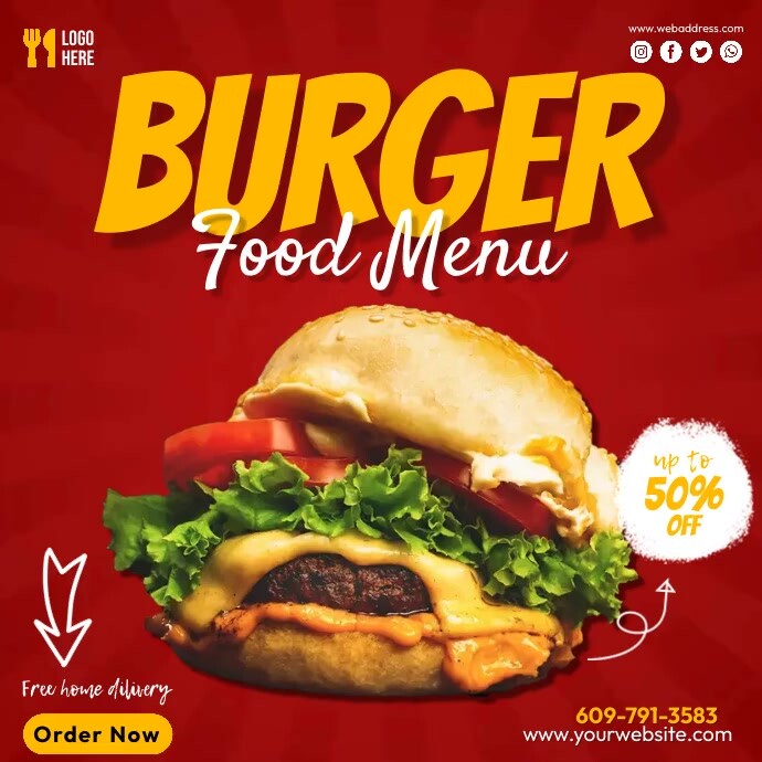 Modèle Burger Food Menu | PosterMyWall