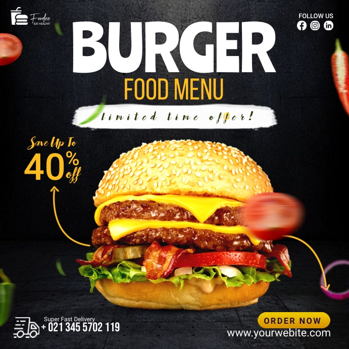 Burger Food Menu Template | PosterMyWall