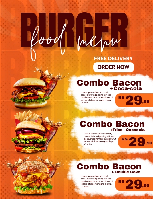 Burger Food Menu Template | PosterMyWall