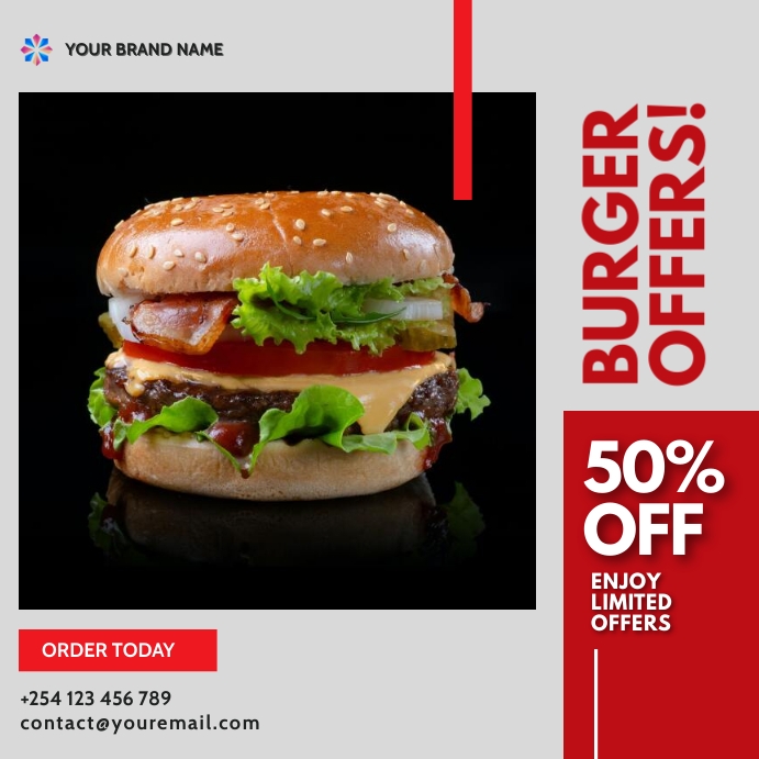 burger food menu restaurant sale flyer Template | PosterMyWall