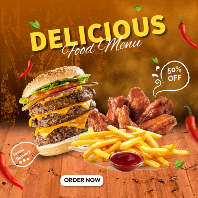 Plantilla de Burger Fries Menu | PosterMyWall