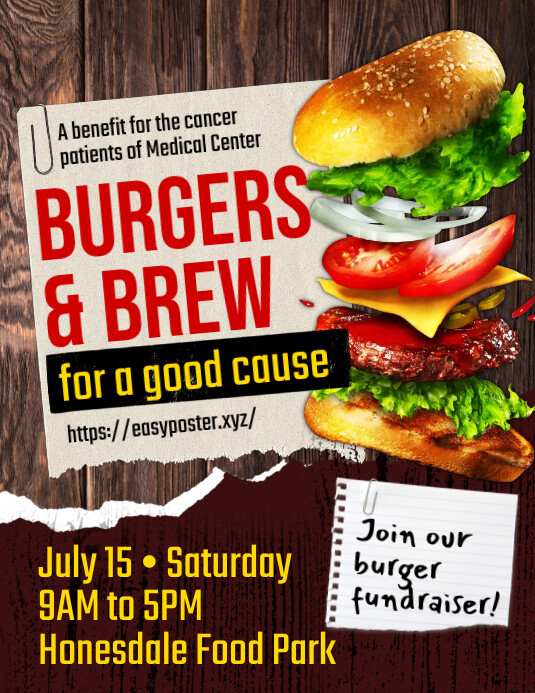 Burger Fundraising Flyer Template | PosterMyWall